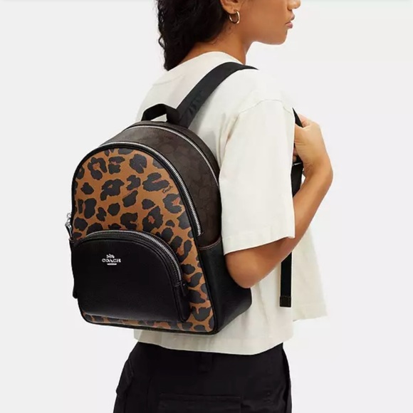 Coach | Bags | Nwt Coach Medium Signature Canvas Leopard Print Court ...